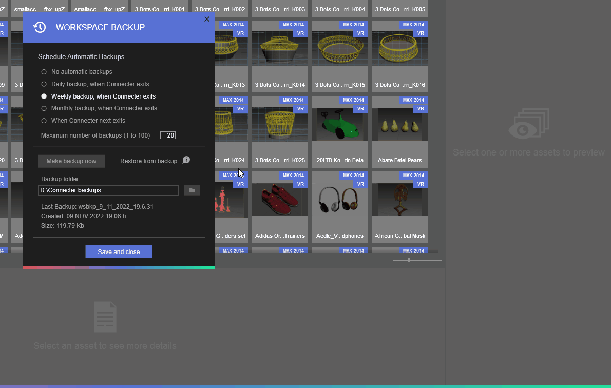 Personal Workspace Backup and Restore – Connecter Help Center
