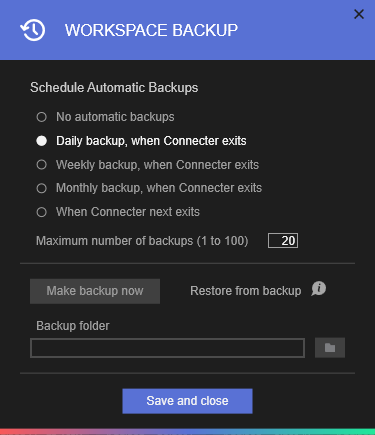Personal Workspace Backup and Restore – Connecter Help Center