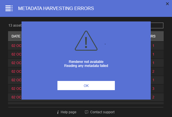 Metadata Harvesting Errors – Connecter Help Center