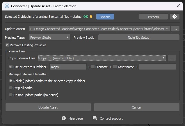 Updating Assets in 3ds Max – Connecter Help Center